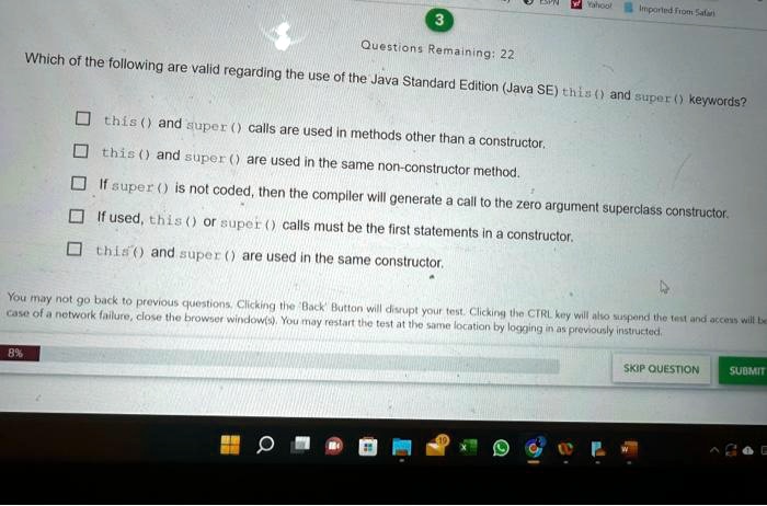 Solved Imported Froms Questions Remaining 22 Which Of The Following Are Valid Regarding The 