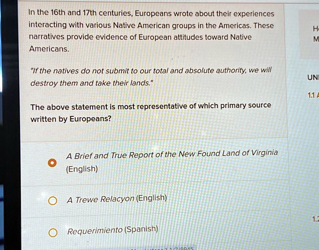 SOLVED: In the 16th and 17th centuries, Europeans wrote about their ...