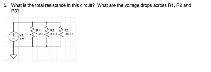 SOLVED: What is the total resistance in this circuit? What are the voltage drops across R1, R2 ...