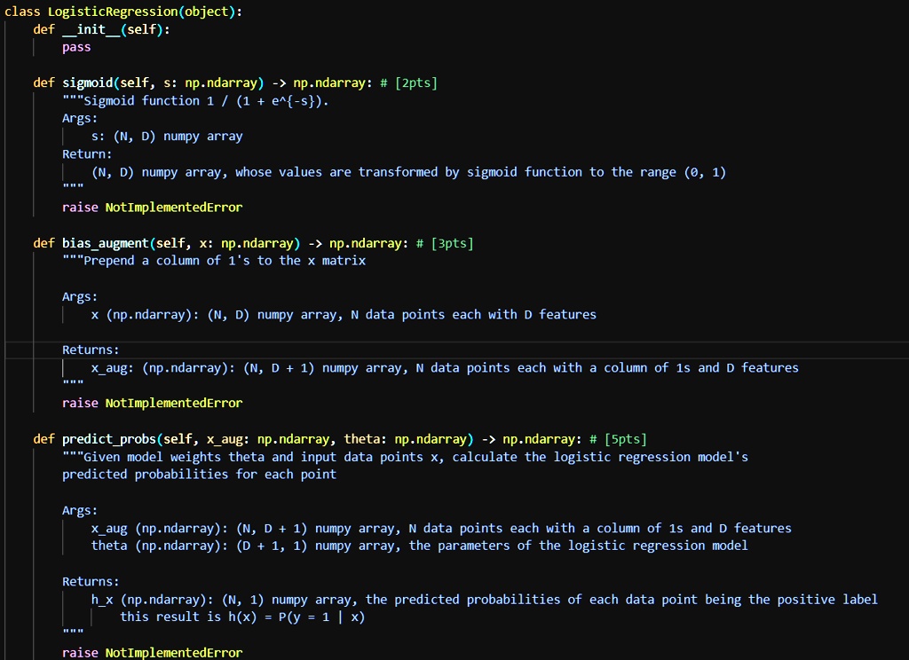 Solved Text Need Help With Sigmoid Biasaugment And Predictprobs Functions Class 9633