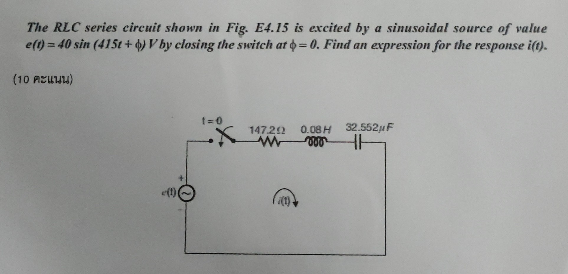 The RLC series circuit shown in Fig. E4.15 is excited by a sinusoidal ...