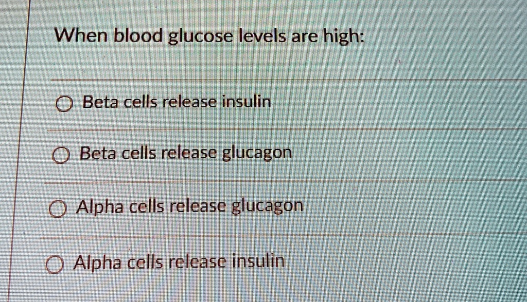 When blood glucose levels are high beta cells release...