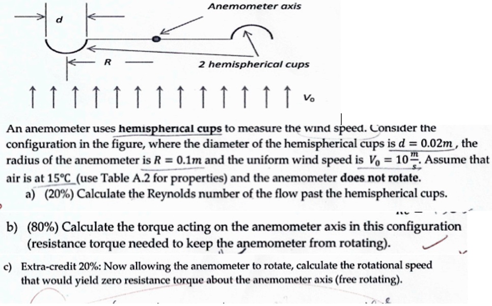 d Anemometer axis R 2 hemispherical cups V? An anemometer uses ...