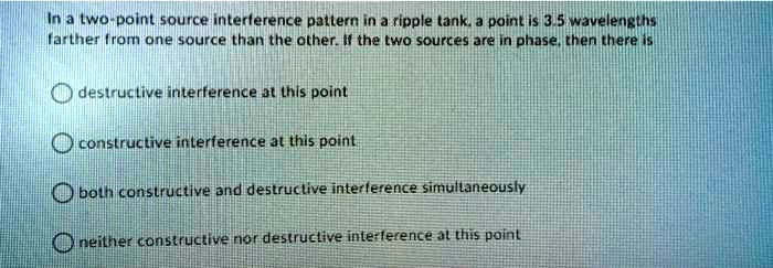 In a two-point source interference pattern in a ripple tank, a point is ...