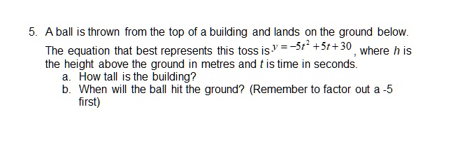 SOLVED: 'complete and show your work: A ball is thrown from the top of ...