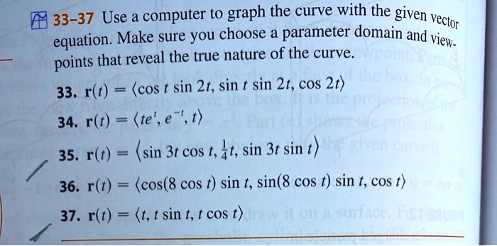 SOLVED: 33-37 Use a computer to graph the curve with the given vector equation. Make sure you ...