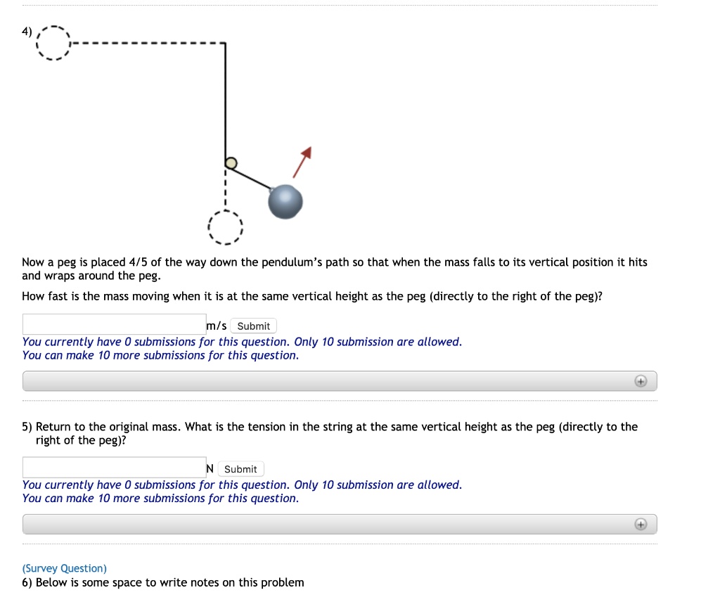 now a peg is placed 45 of the way down the pendulum path so that when the mass falls to its ...