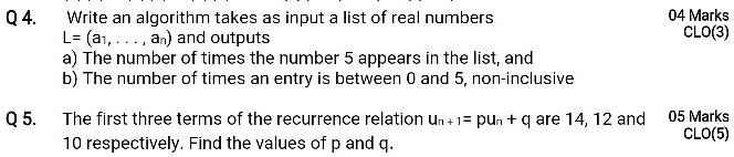 SOLVED: Q4 Write an algorithm takes as input a list of real numbers an) and outputs The number ...