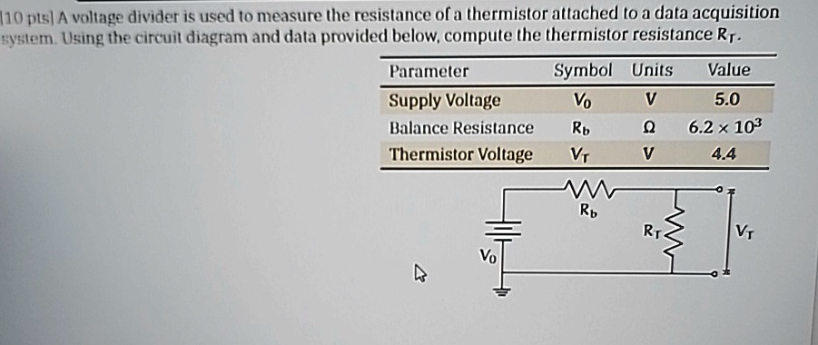 10pts a voltage divider is used to measure the resistance of a ...