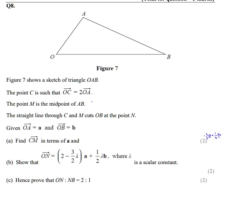 q8 figure 7 figure shows a sketch of triangle oab the point cis such ...