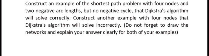 SOLVED: Two negative arc lengths, but no negative cycle, that Dijkstra's algorithm will solve ...