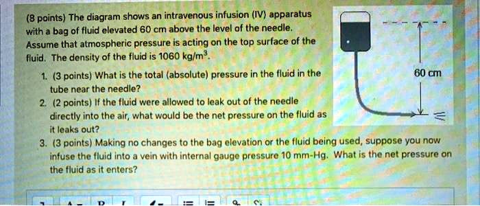 8 points the diagram shows an intravenous infusion iv apparatus with ...