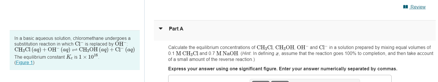 SOLVED: Review In a basic aqueous solution, chloromethane undergoes a substitution reaction in ...