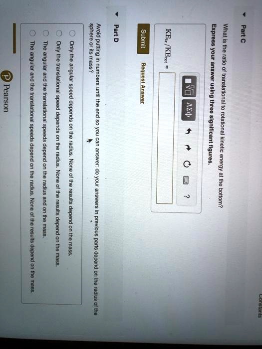 SOLVED: U Part D Submnit KE V Part € Only the F = angular speed ...