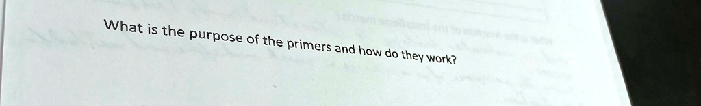 SOLVED: What is the purpose of the primers and how do they work? What ...
