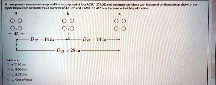 A three phase transmission transposed line is cormposed of four ACSR ...
