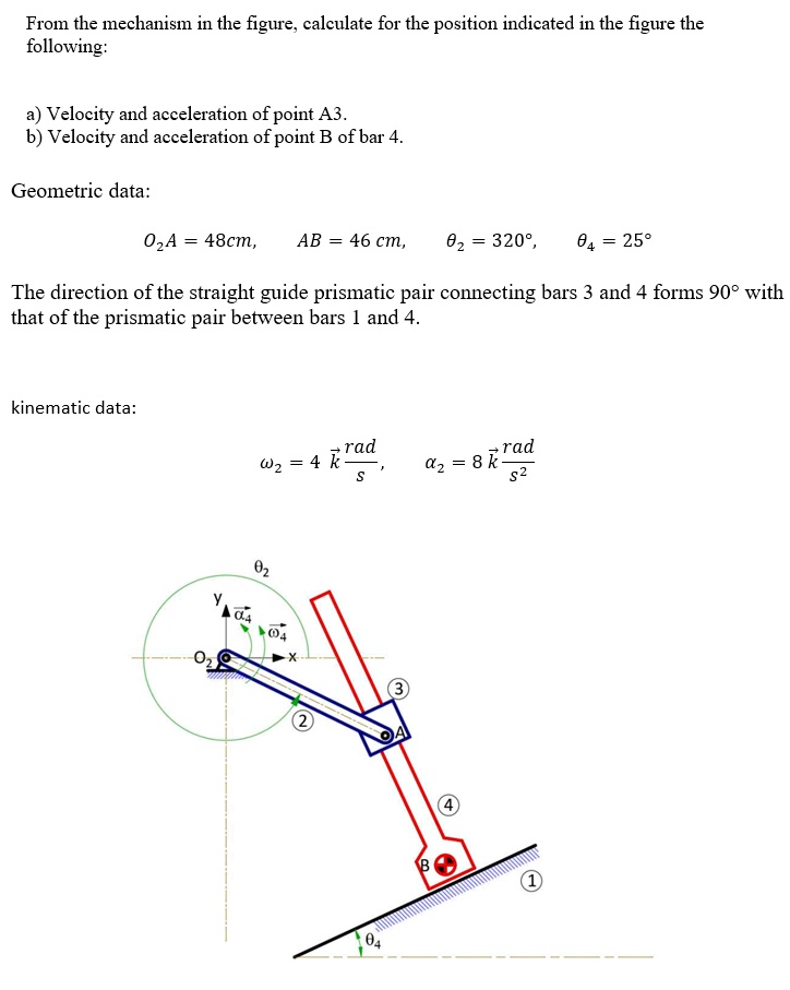 SOLVED: From the mechanism in the figure, calculate for the position indicated in the figure the ...