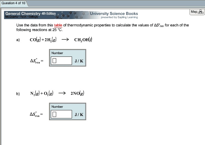 SOLVED: ' Use the data from this table of thermodynamic properties to calculate the values of ...