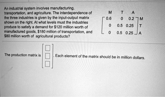An industrial system involves manufacturing, transportation, and ...