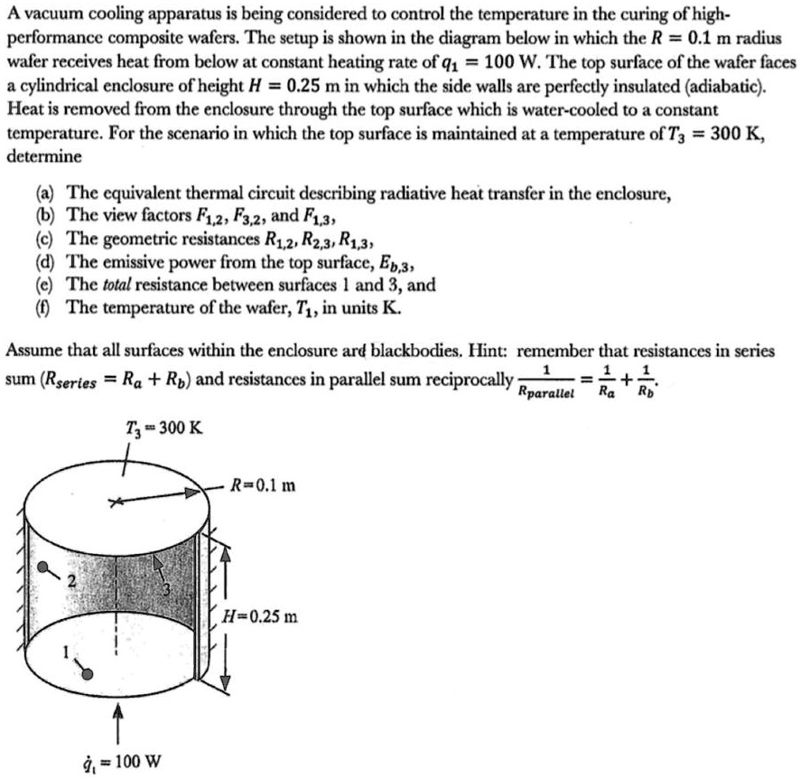 SOLVED: A vacuum cooling apparatus is being considered to control the ...
