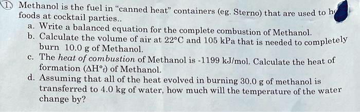 SOLVED: Foods at cocktail parties. a. Write a balanced equation for the ...