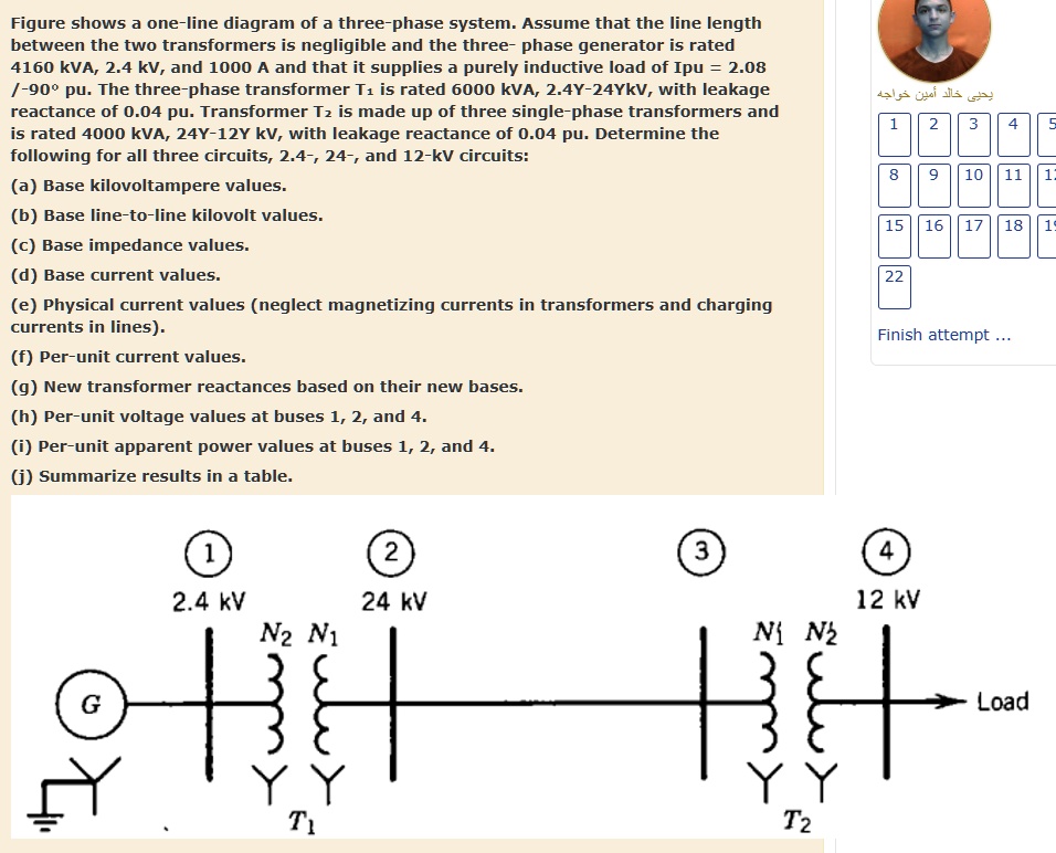 figure shows a one line diagram of a three phase system assume that the line length between the ...