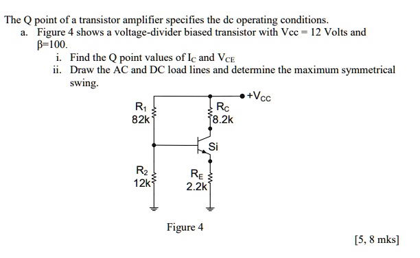 SOLVED: The Q point of a transistor amplifier specifies the de operating conditions: Figure ...