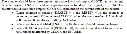 The counter should have three inputs: an active-low clock input, CLOCK ...