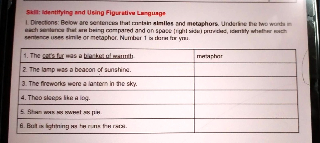 SOLVED: Need to help .. asap Skill: Identifying and Using Figurative ...