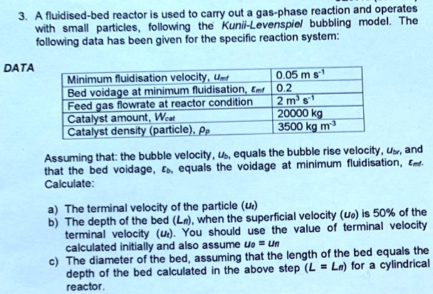 SOLVED: A fluidized-bed reactor is used to carry out a gas-phase ...
