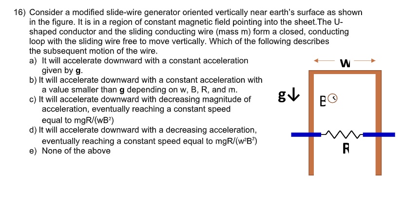 16 consider a modified slide wire generator oriented vertically near ...