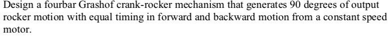 SOLVED: Design a four-bar Grashof crank-rocker mechanism that generates ...