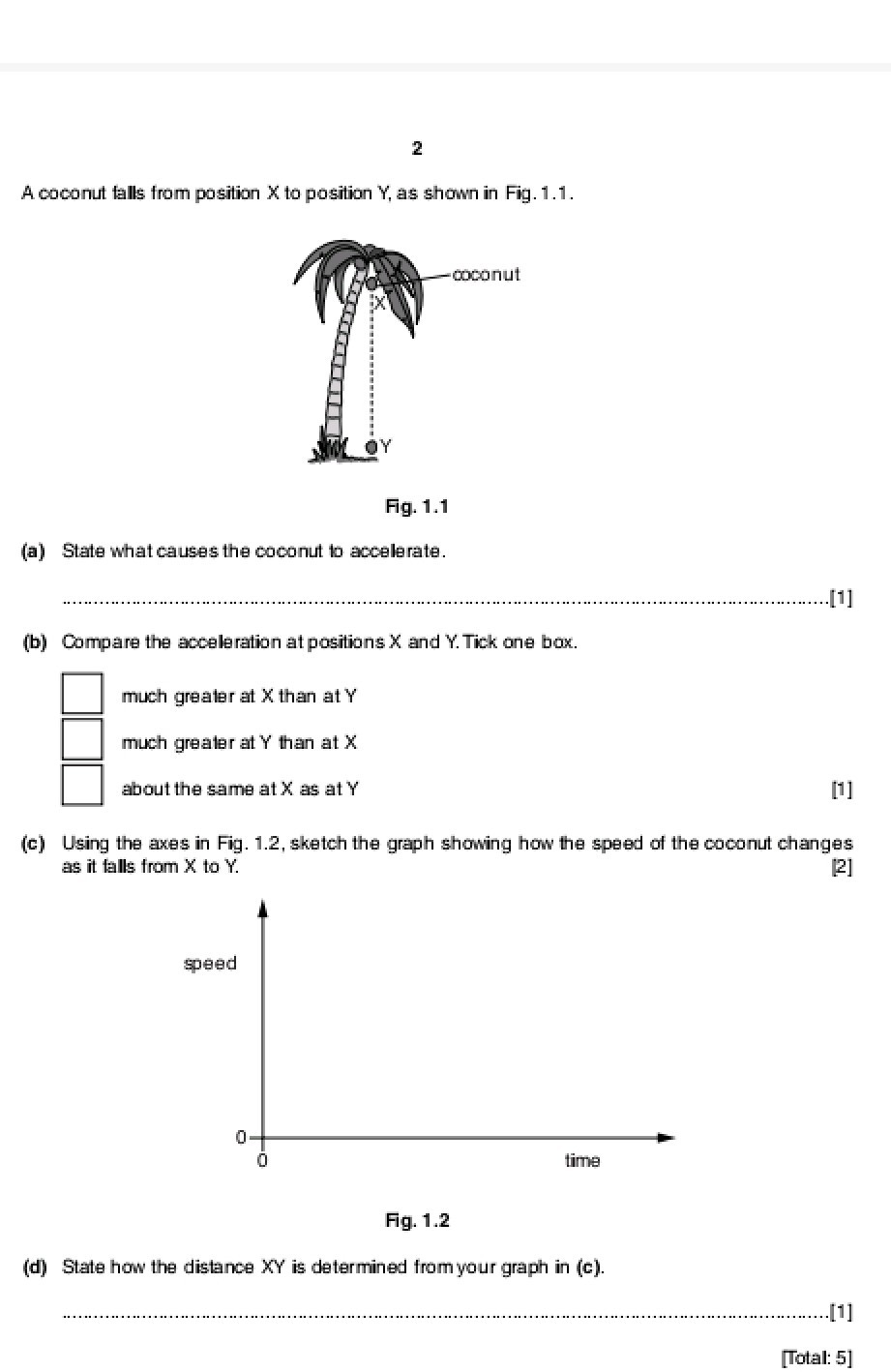 2 a coconut falls from position x to position mathrmy as shown in fig ...