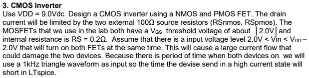 3cmos inverter use vdd9ovdcdesign a cmos inverter using a nmos and pmos ...