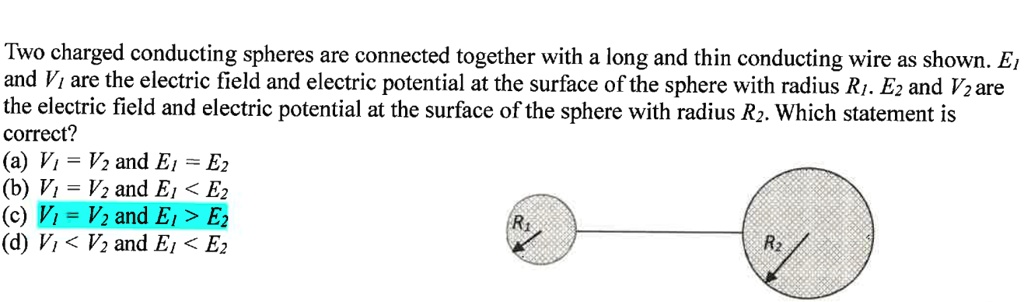SOLVED: Two charged conducting spheres are connected together with a ...