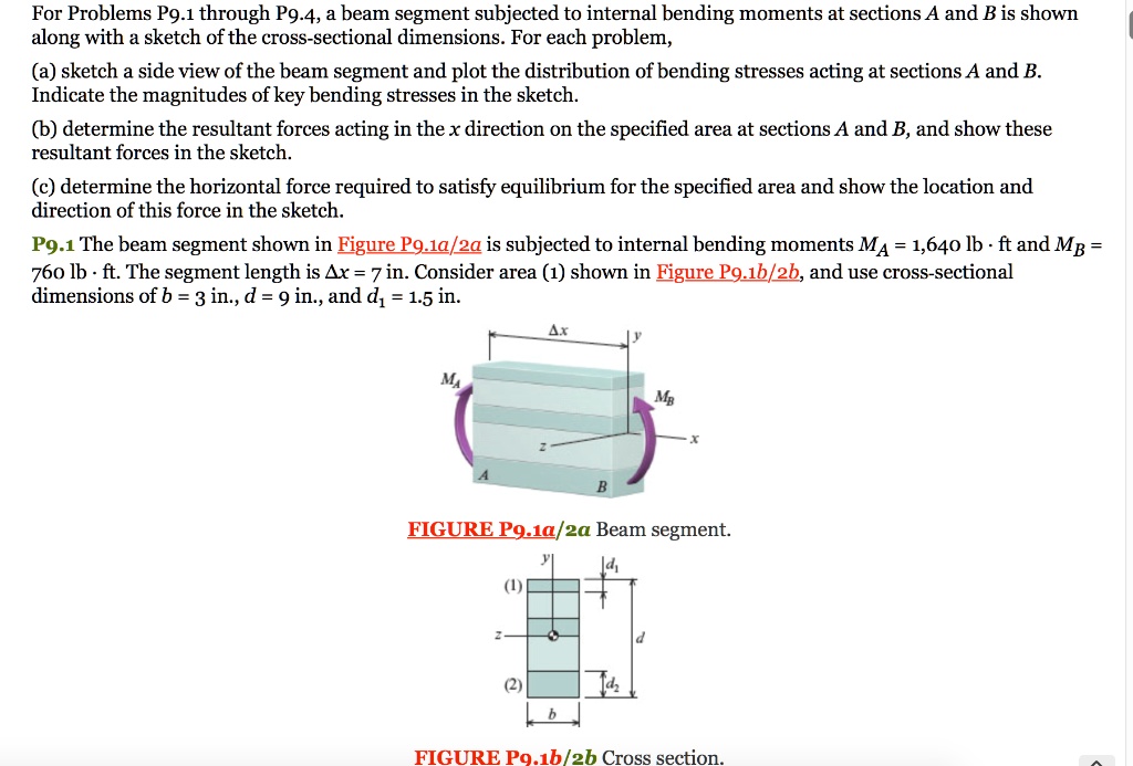 SOLVED: For Problems P9.1 through P9.4, a beam segment subjected to ...