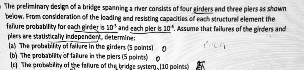 The preliminary design of a bridge spanning a river consists of four ...