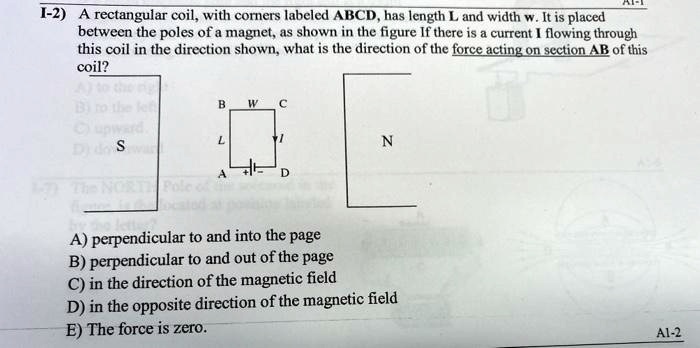 SOLVED: 1-2) A rectangular coil, with corners labeled ABCD, has length and width w. It is placed ...