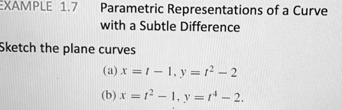 Text: EXAMPLE Parametric Representations of a Curve with a Subtle Difference Sketch the plane ...