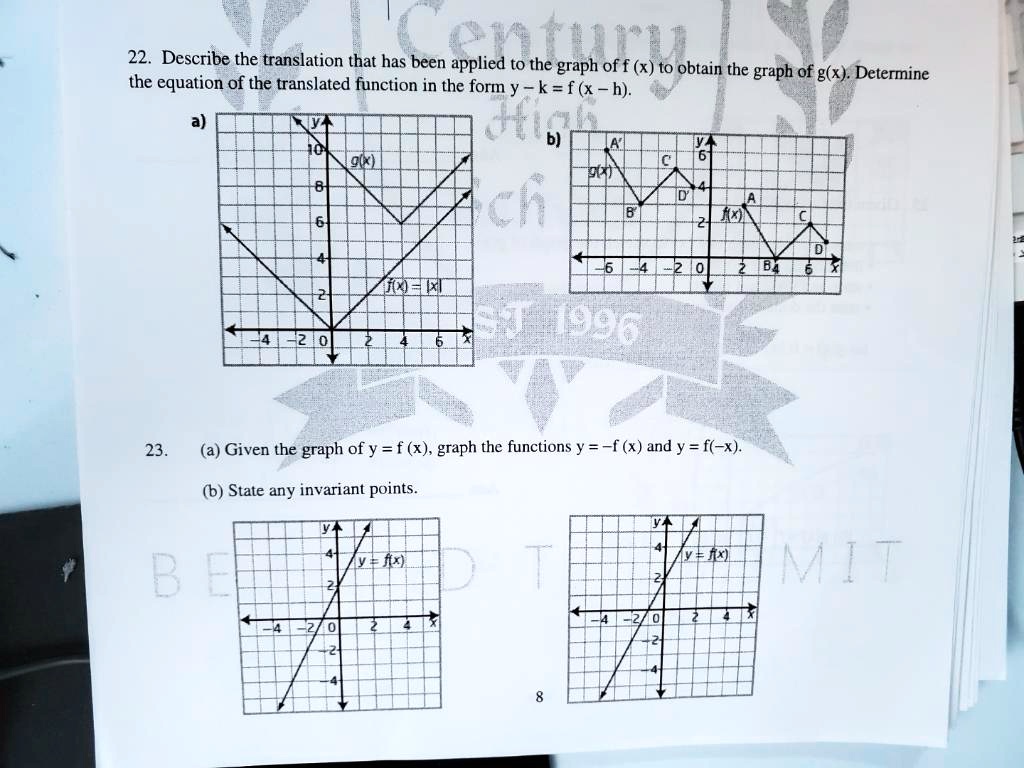 22. Describe the translation that has been applied to the...