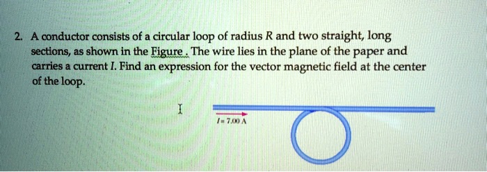 SOLVED: A conductor consists of a circular loop of radius R and two straight; long sections as ...