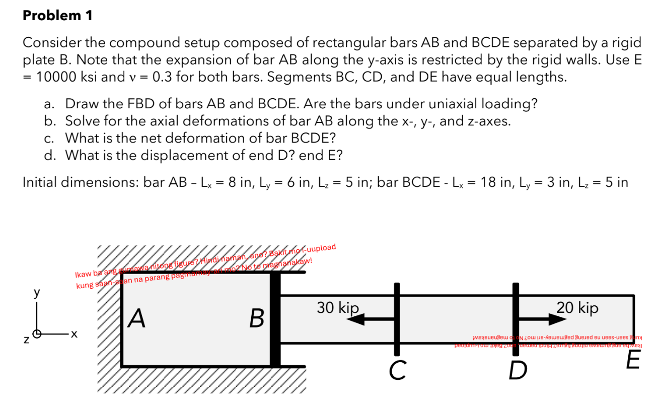 Problem 1 Consider the compound setup composed of rectangular bars A B ...