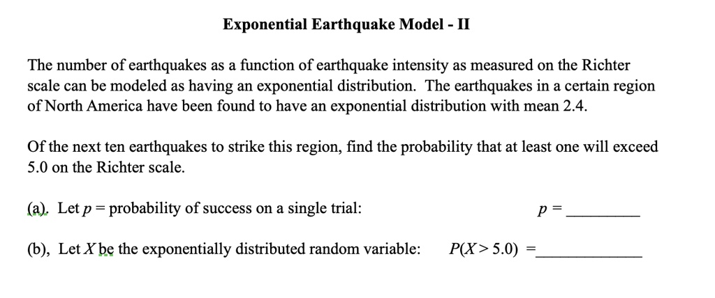 exponential earthquake model mi the number of earthquakes as a function of earthquake intensity ...