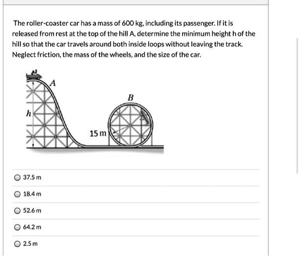 SOLVED: The roller-coaster car has a mass of 600 kg, including its ...