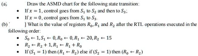 A Draw The Asmd Chart For The Following State Transition If X1control Goes From Sto Sand Then To 