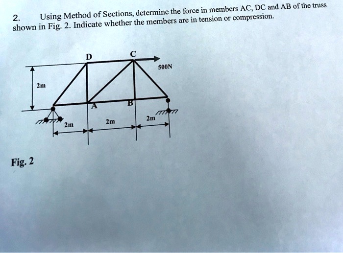 SOLVED: Using the Method of Sections, determine the force in members AC, DC, and AB of the truss ...