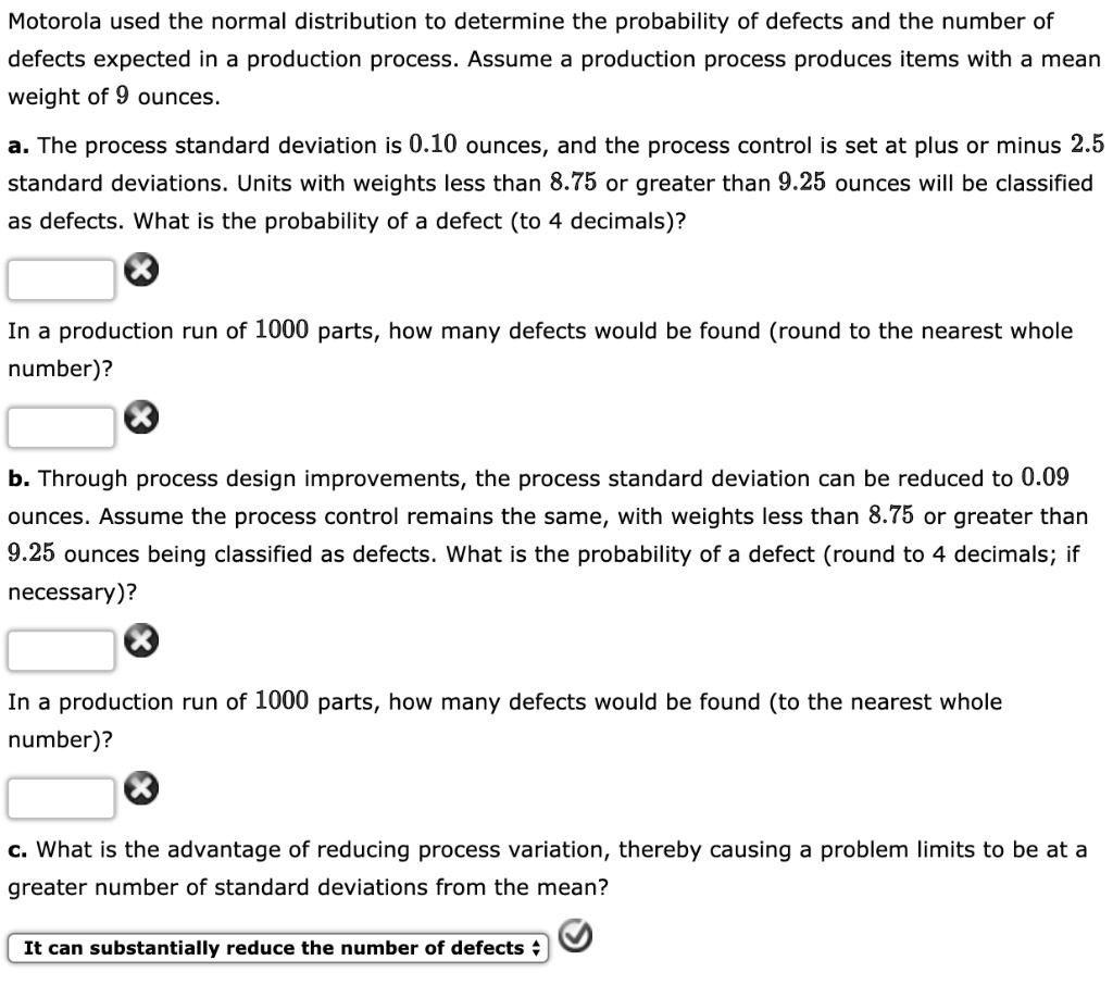 SOLVED Motorola Used The Normal Distribution To Determine The 