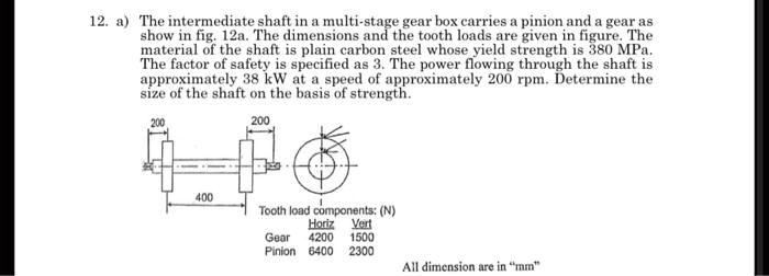 12. a) The intermediate shaft in a multi-stage gear box carries a ...