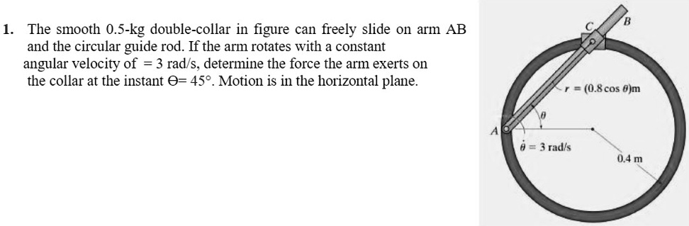 1. The smooth 0.5-kg double-collar in figure can freely slide on arm AB ...