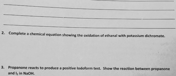 SOLVED: Complete chemical equation showing the oxidation of ethanal ...